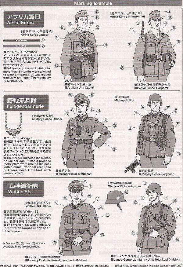 WWII German Militaty Insigna Decal set (Africa Corps/Waffen SS ...